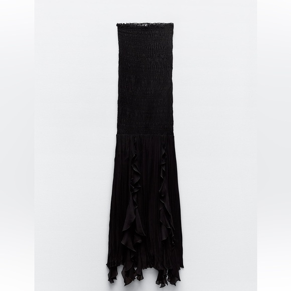 Zara | Dresses | Zara 0 Viscose Ruched Strapless Dress | Poshmark